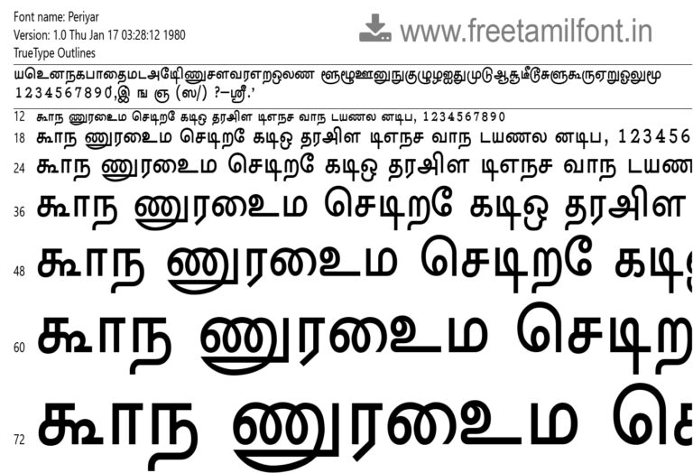 Periyar Bold Tamil Font Free Download